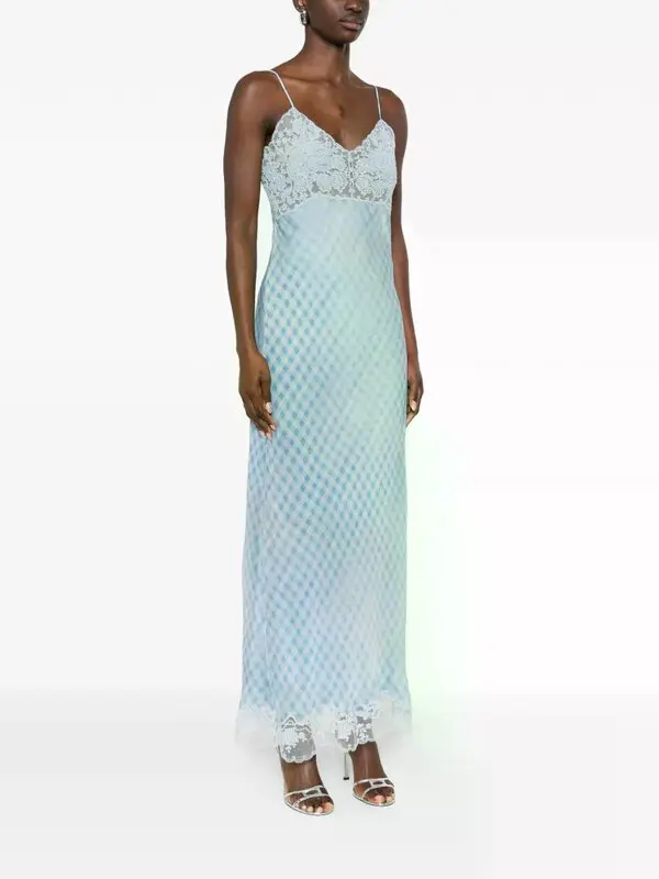 Ermanno Scervino Lace-trimmed Gingham Midi Dress