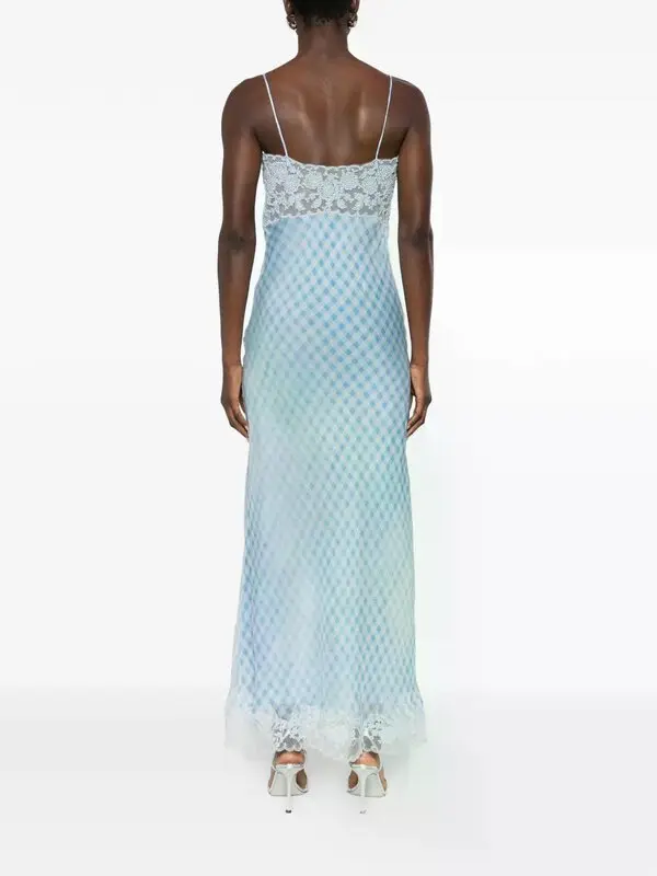 Ermanno Scervino Lace-trimmed Gingham Midi Dress