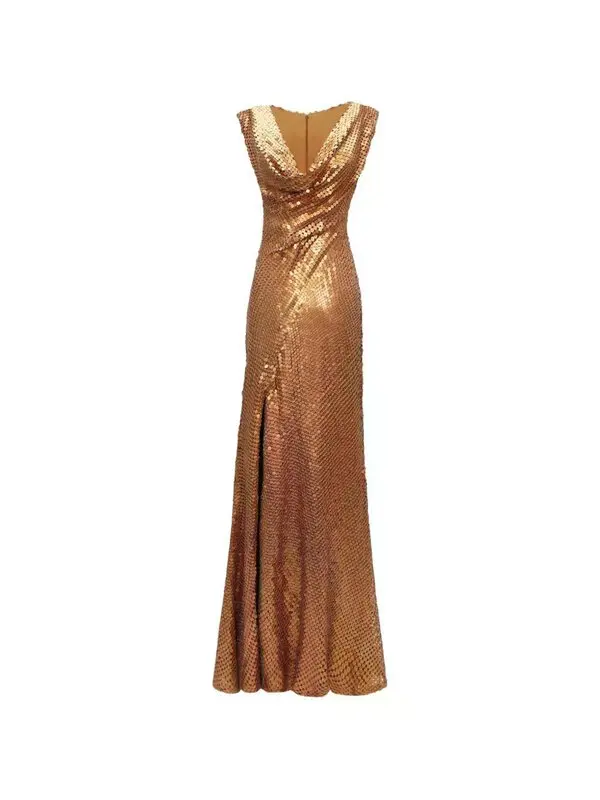 GEMY MAALOUF Slit Maxi Dress - Brown
