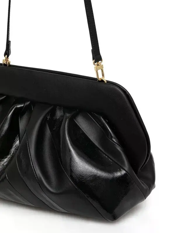 THEMOIRE Ruched Clutch With Gold-tone Hardware - Black