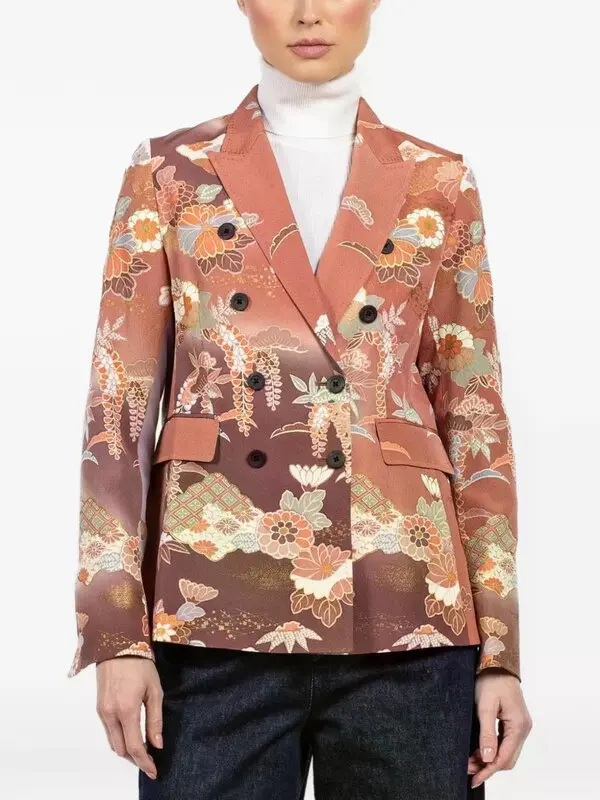 IBRIGU Floral-print Double-breasted Blazer