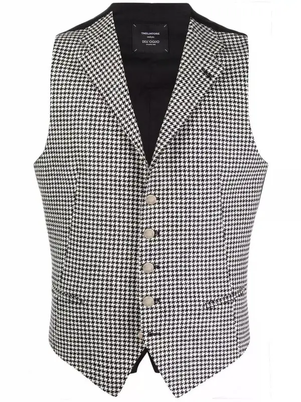 Tagliatore Houndstooth Virgin Wool-cashmere Waistcoat