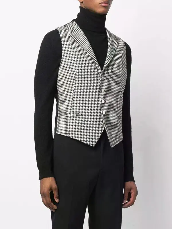 Tagliatore Houndstooth Virgin Wool-cashmere Waistcoat
