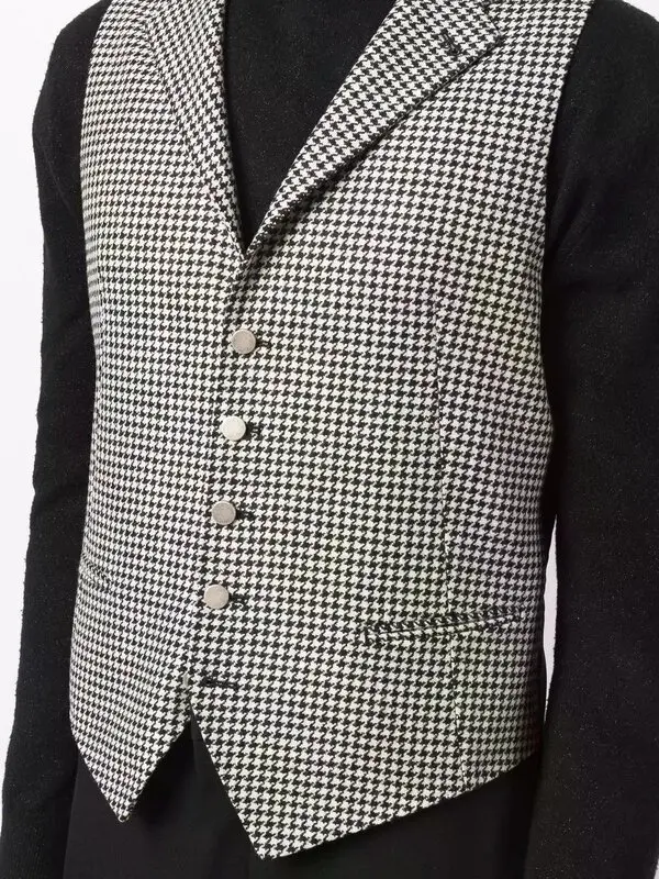 Tagliatore Houndstooth Virgin Wool-cashmere Waistcoat