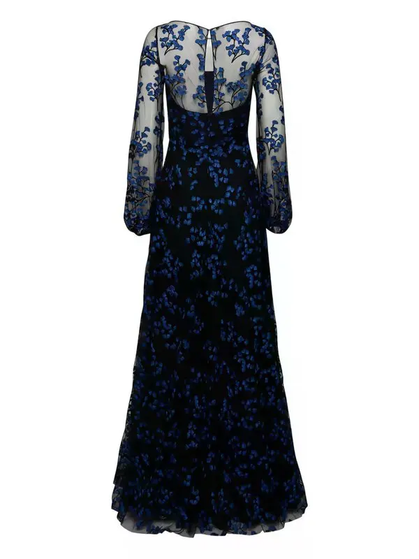 Naeem Khan Floral Long-sleeve Maxi Dress
