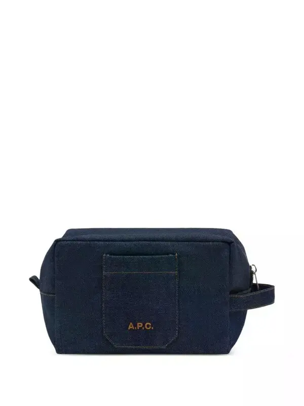 A.p.c. Logo-detail Denim Wash Bag - Blue