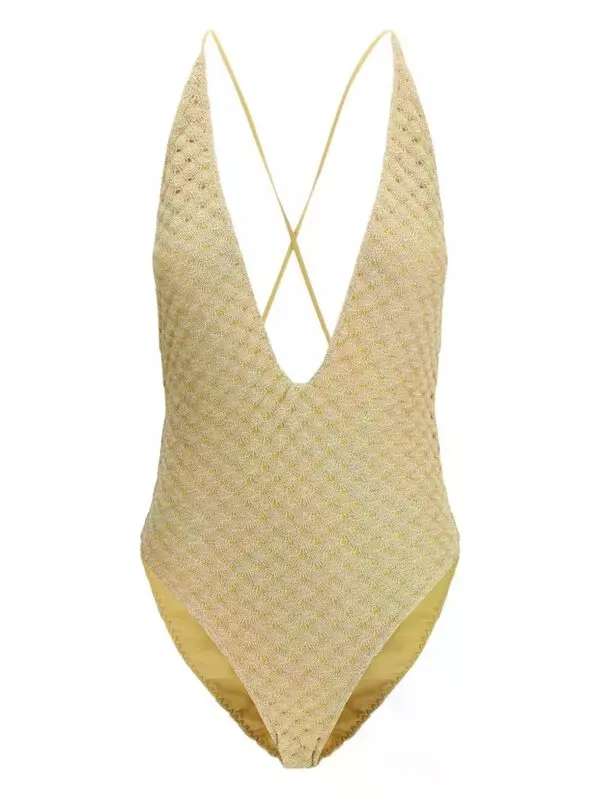Missoni V-neck Criss-cross Swimsuit - Neutrals