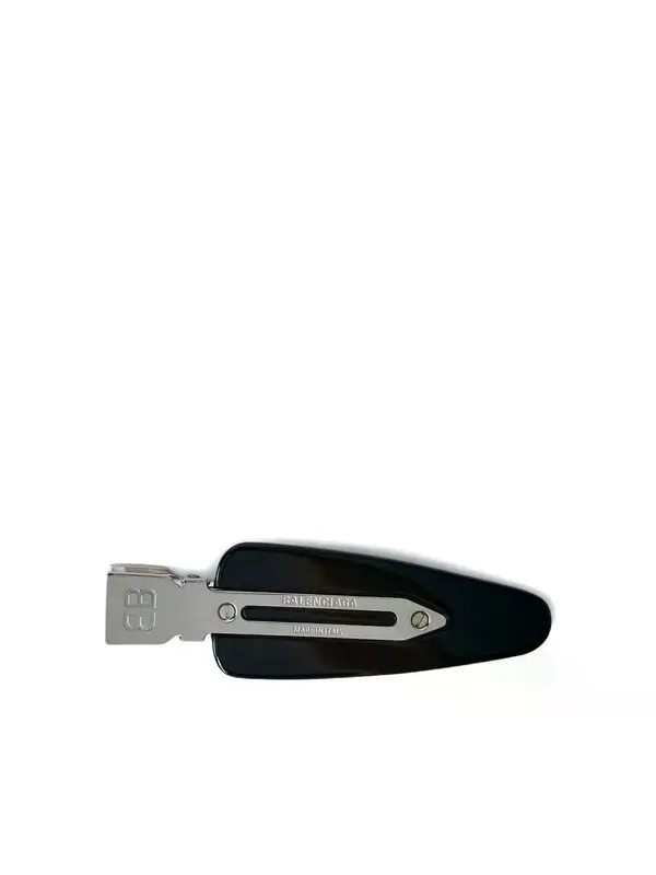 Balenciaga Engraved Logo Hair Clips - Black