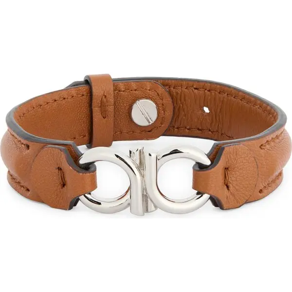 FERRAGAMO Double Gancio Leather Bracelet - Pld/cuoio
