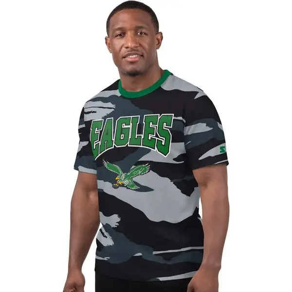 STARTER Gray Philadelphia Eagles Thursday Night Gridiron Classics Vintage Logo T-shirt - Camo