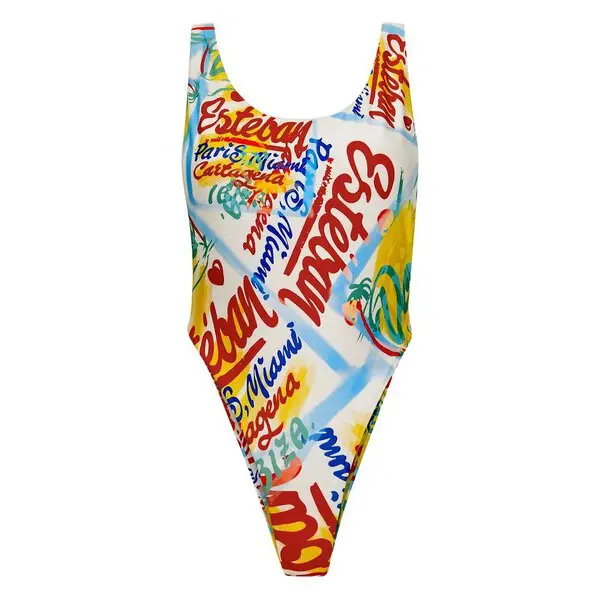DONDE ESTEBAN All-over Print Swimsuit - White