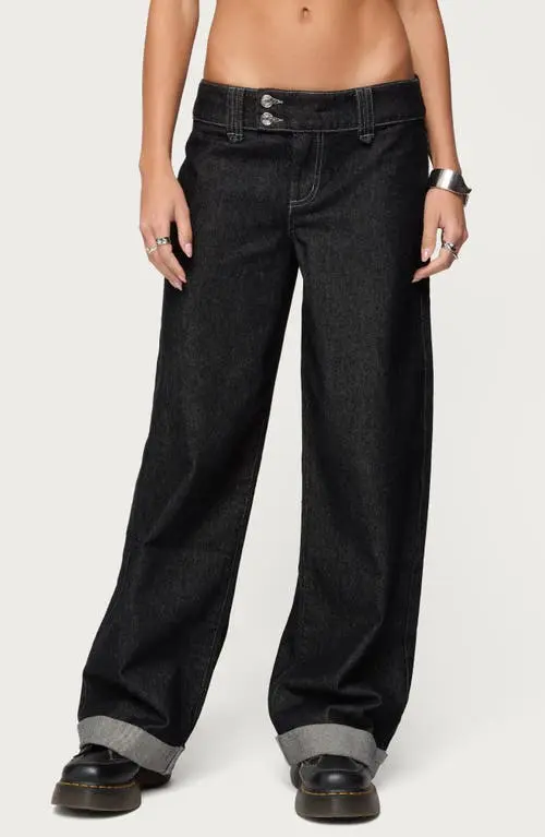 EDIKTED Low Rise Straight Leg Jeans - Black-washed