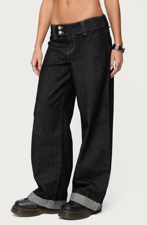 EDIKTED Low Rise Straight Leg Jeans - Black-washed