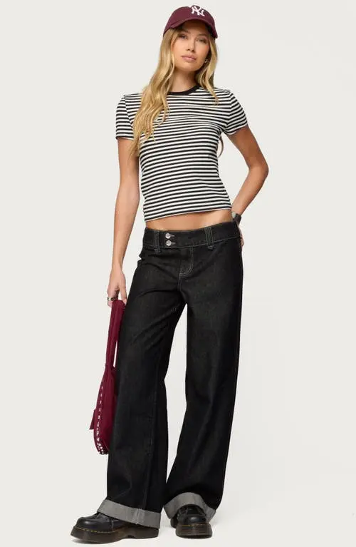 EDIKTED Low Rise Straight Leg Jeans - Black-washed