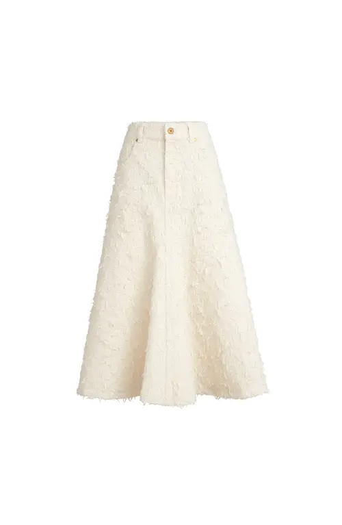 Brunello Cucinelli Five-pocket Flared Denim Skirt - Ivory