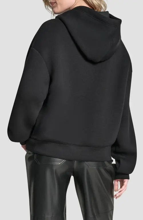 Dkny Embossed Logo Scuba Knit Hoodie - Black