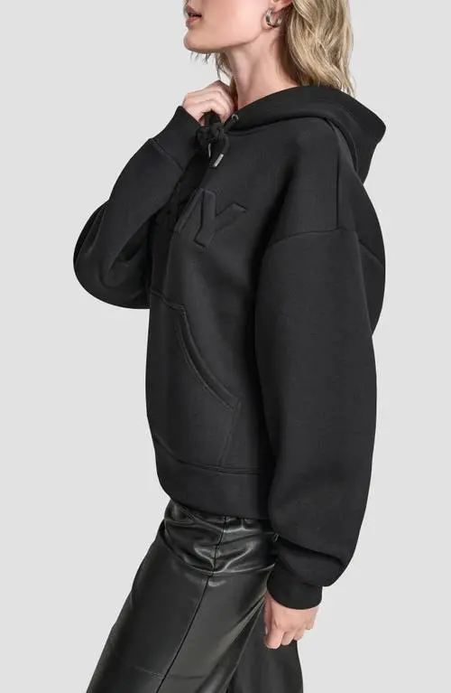 Dkny Embossed Logo Scuba Knit Hoodie - Black