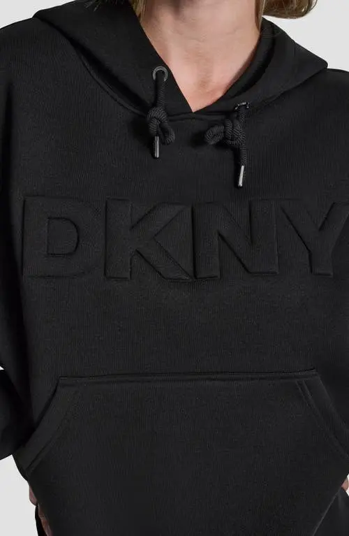 Dkny Embossed Logo Scuba Knit Hoodie - Black