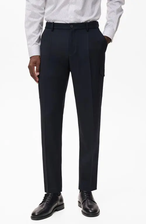 Mango Slim Fit Thermolite® Pleated Cargo Pants - Navy