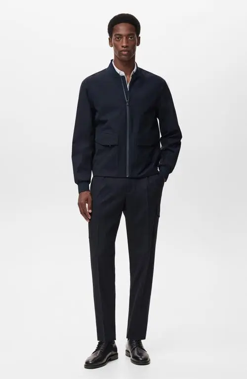 Mango Slim Fit Thermolite® Pleated Cargo Pants - Navy