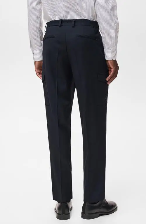 Mango Slim Fit Thermolite® Pleated Cargo Pants - Navy
