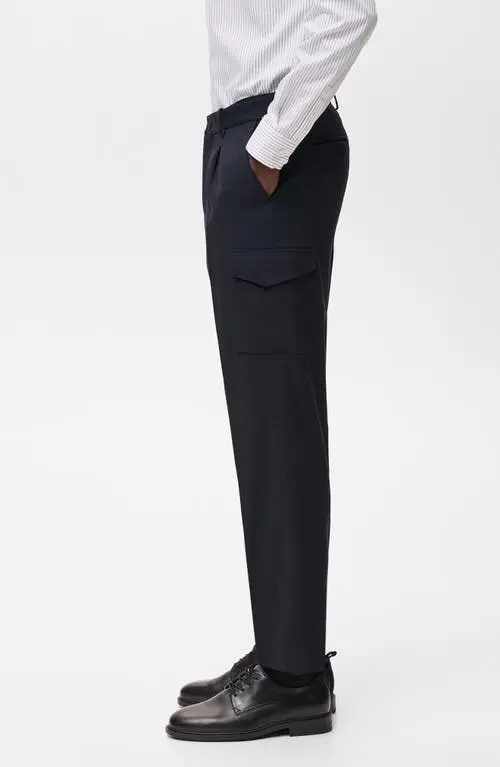 Mango Slim Fit Thermolite® Pleated Cargo Pants - Navy