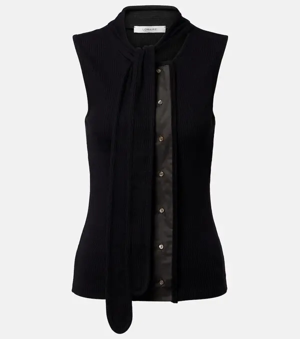 LEMAIRE Asymmetric Cotton And Linen Top - Black