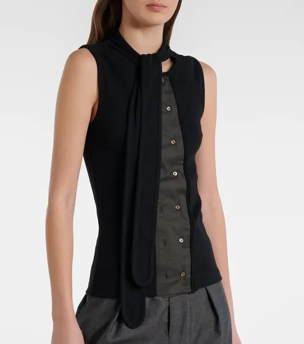 LEMAIRE Asymmetric Cotton And Linen Top - Black