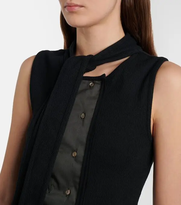 LEMAIRE Asymmetric Cotton And Linen Top - Black