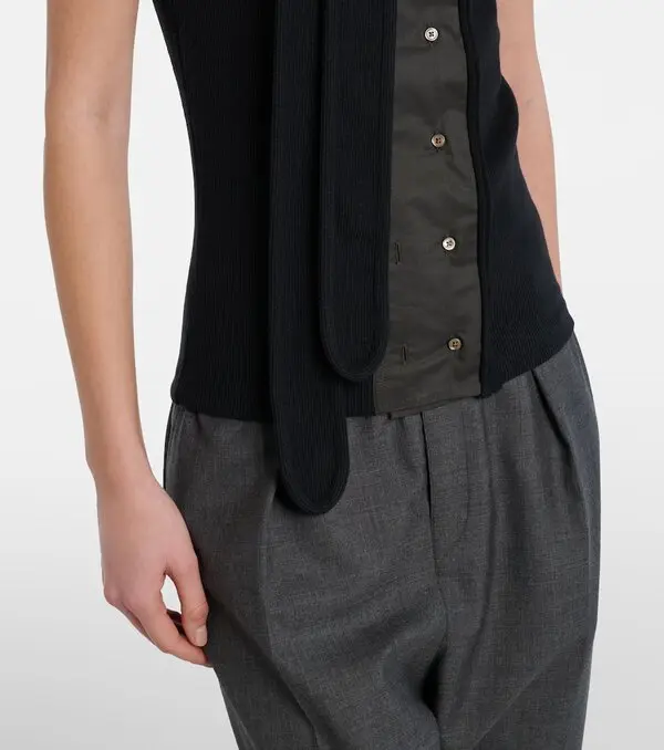 LEMAIRE Asymmetric Cotton And Linen Top - Black