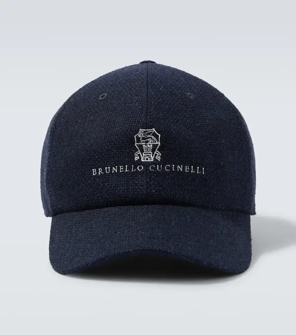 Brunello Cucinelli Silk, Linen, And Wool Baseball Cap - Blue