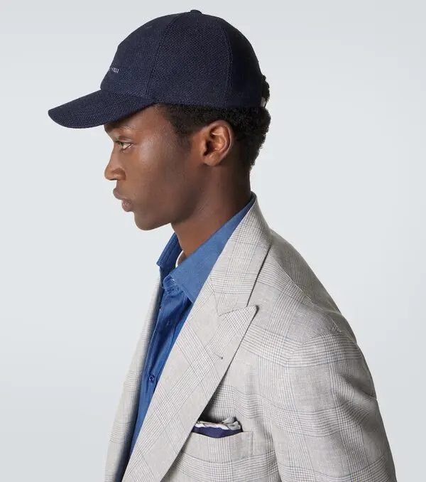 Brunello Cucinelli Silk, Linen, And Wool Baseball Cap - Blue