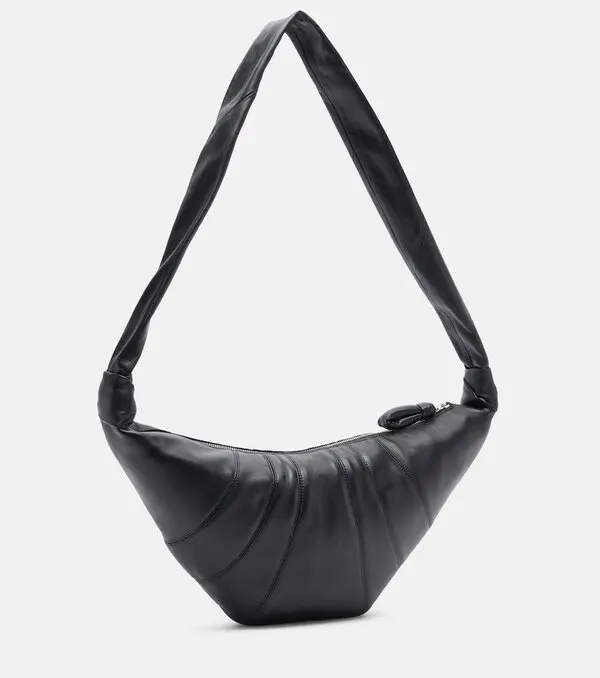 LEMAIRE Croissant Medium Leather Bag - Black