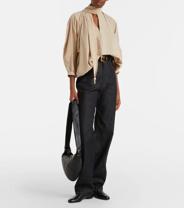 LEMAIRE Croissant Medium Leather Bag - Black