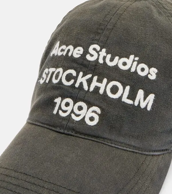 Acne Studios Logo Cotton Twill Baseball Cap - Black