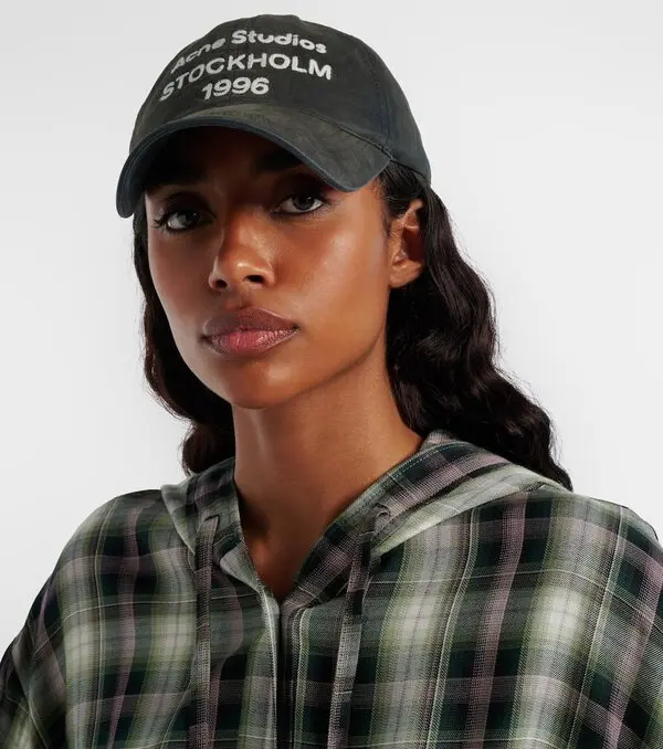 Acne Studios Logo Cotton Twill Baseball Cap - Black