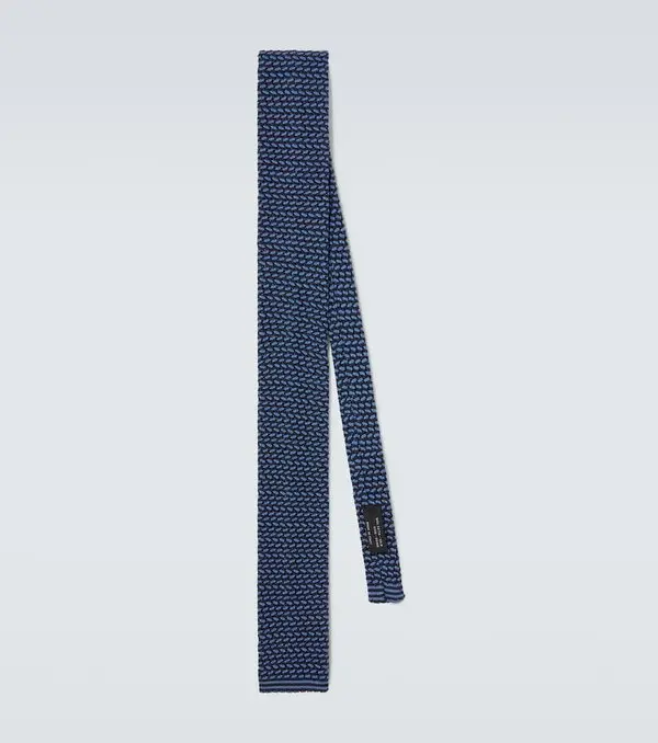 Rubinacci Knitted Silk Neck Tie - Blue