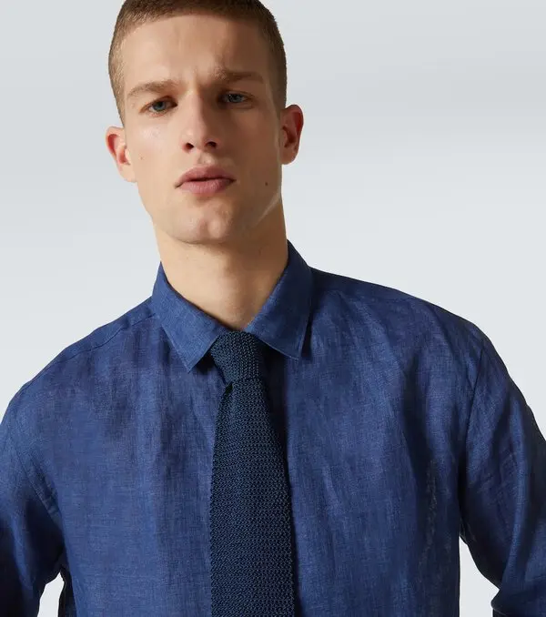 Rubinacci Knitted Silk Tie - Blue