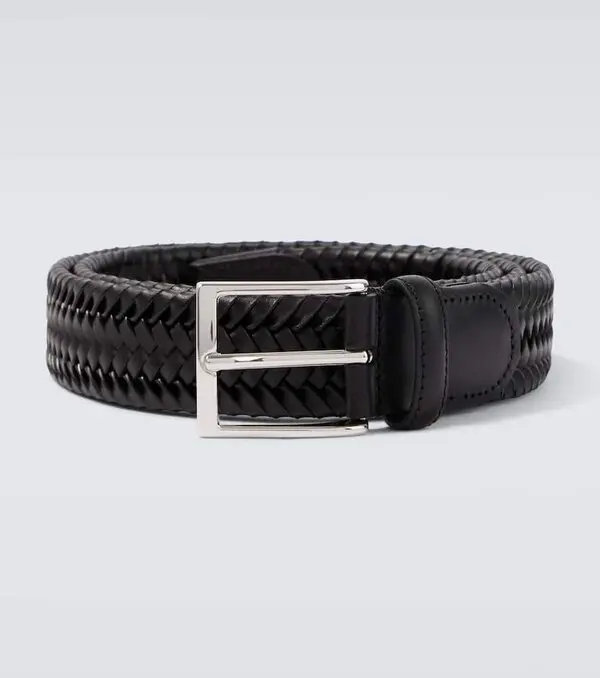 Rubinacci Braided Leather Belt - Black