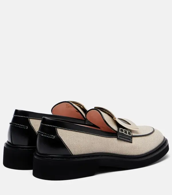 ROGER VIVIER Viv' Rangers Leather-trimmed Loafers - Beige