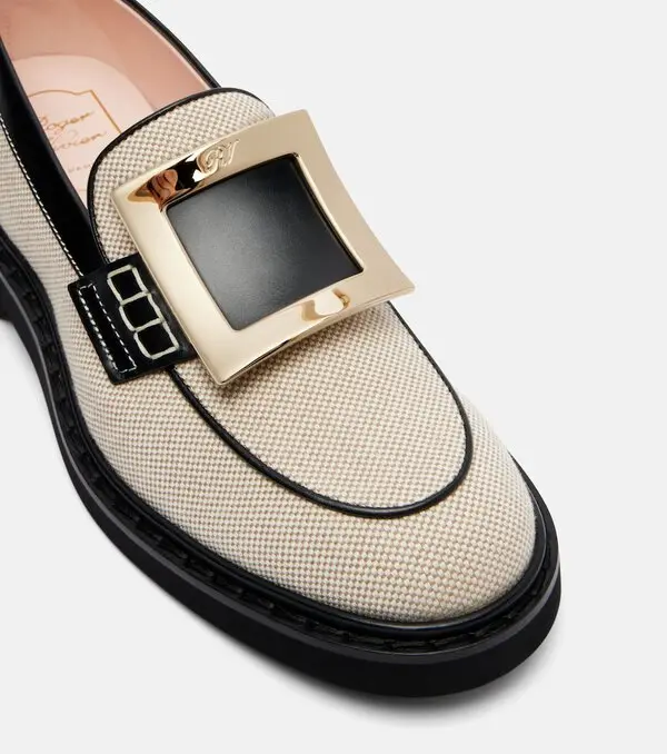 ROGER VIVIER Viv' Rangers Leather-trimmed Loafers - Beige