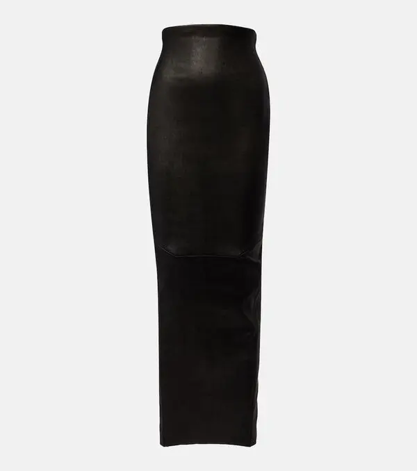 Rick Owens Dirt Pillar Leather Maxi Skirt