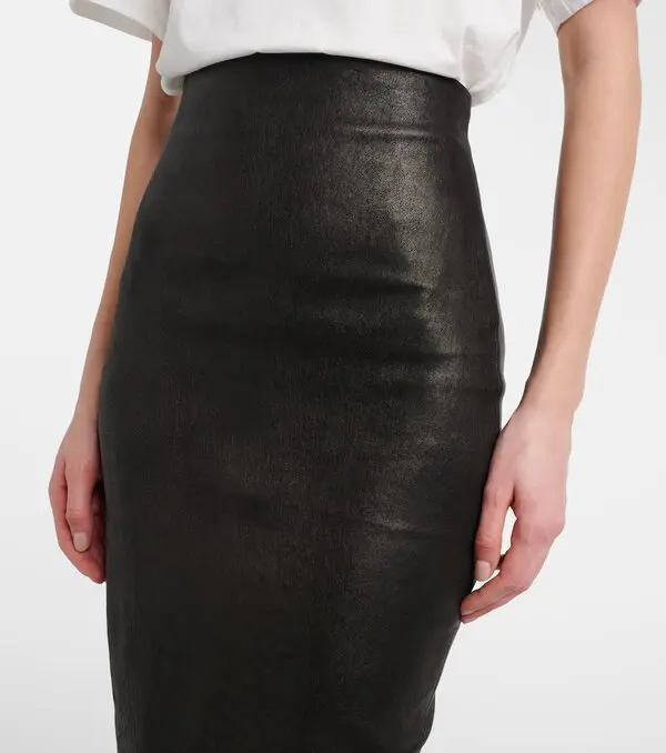 Rick Owens Dirt Pillar Leather Maxi Skirt