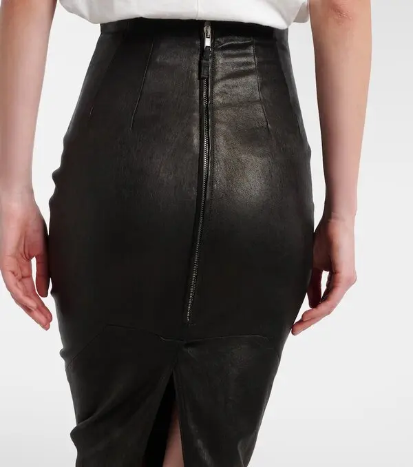 Rick Owens Dirt Pillar Leather Maxi Skirt