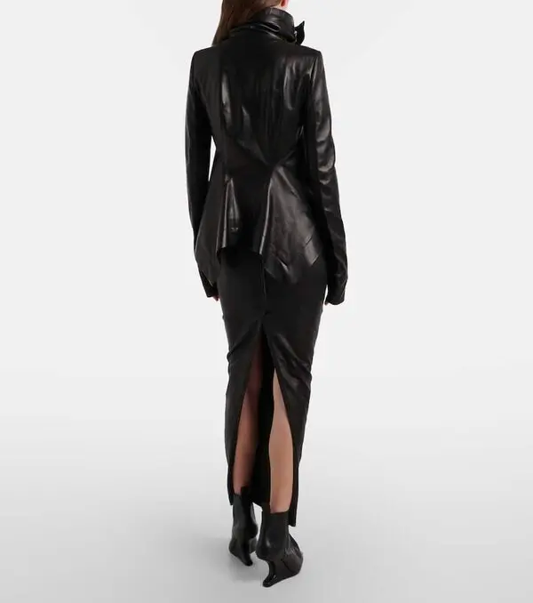 Rick Owens Dirt Pillar Leather Maxi Skirt
