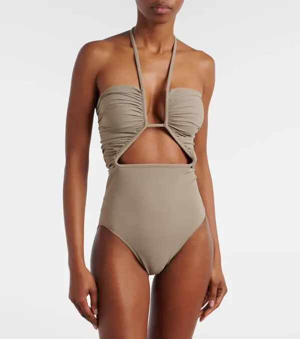 Rick Owens Halterneck Cut-out Swimsuit - Grey