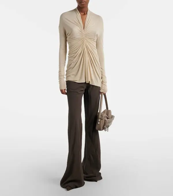 Rick Owens Silk Charmeuse Wide-leg Pants - Brown