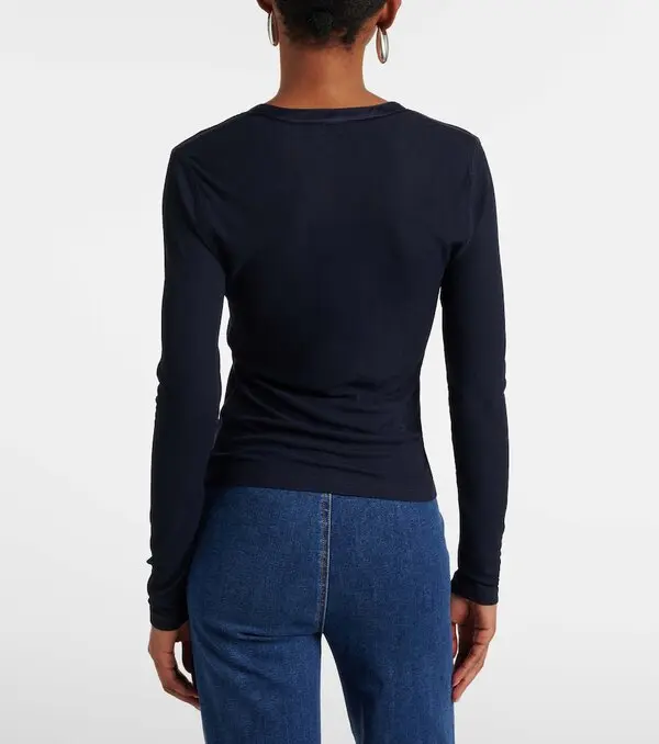 Veronica Beard Drexler Ribbed-knit Henley Shirt
