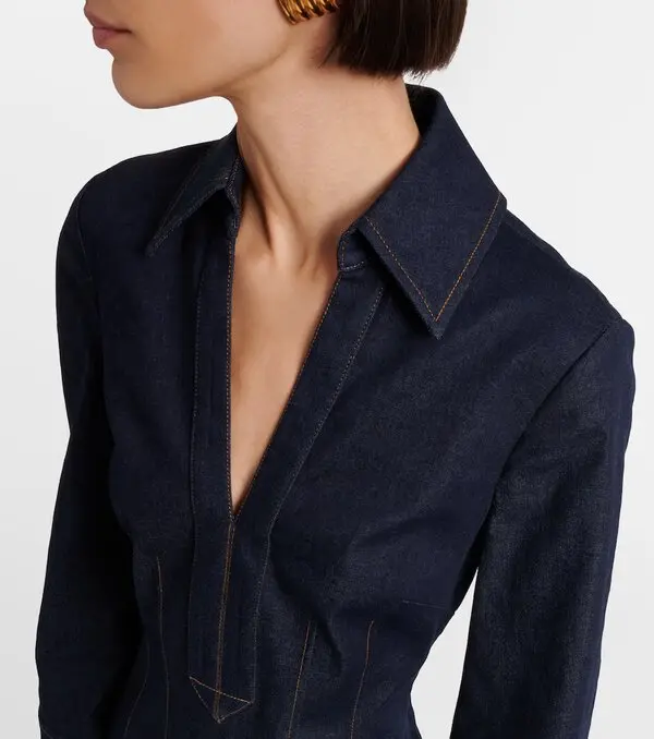 Veronica Beard Raymond Denim Mini Shirt Dress