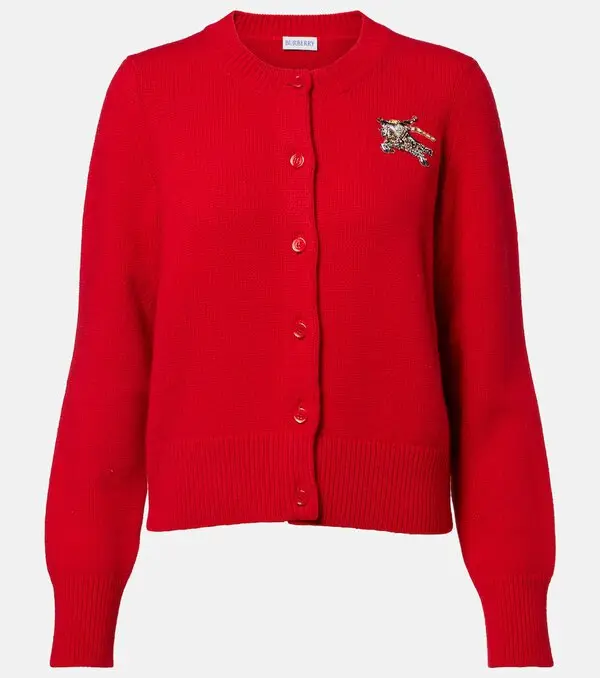 Burberry Wool And Cashmere Cardigan - Red
